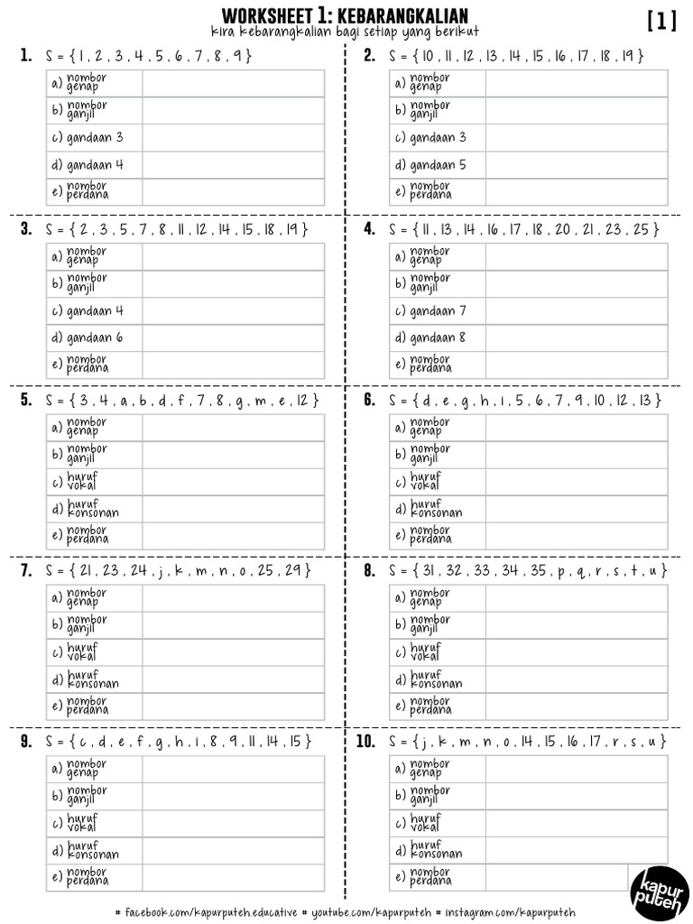 (Worksheet KSSM) Kebarangkalian Peristiwa Bergabung (Form 4) | PDF