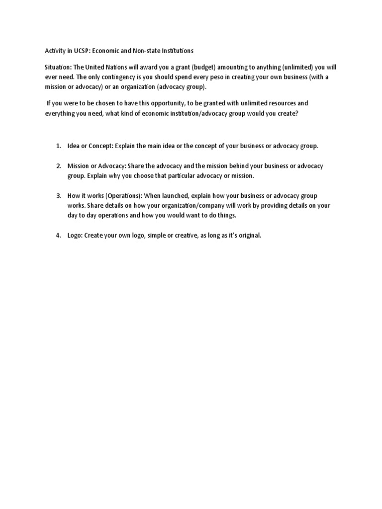 Activity in UCSP Economic and Non State Institutions | PDF