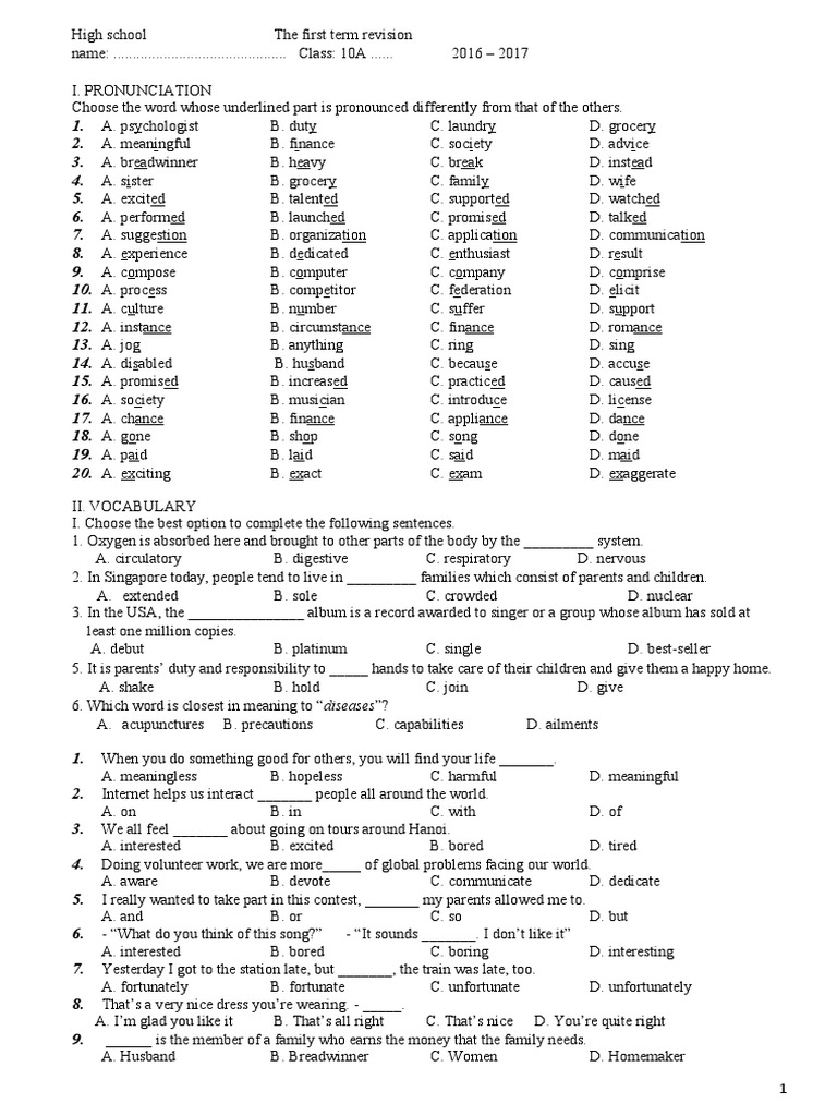 De Cuong On Taap Hki Tieng Anh 10 | PDF | Mother Teresa