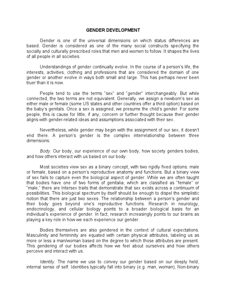 Gender Development | PDF | Gender | Gender Studies