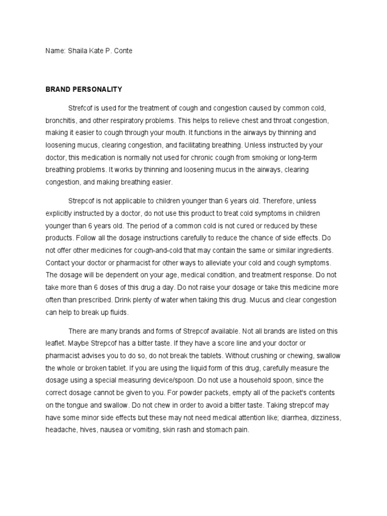 Strepcof: Cough Relief Guide | PDF | Common Cold | Cough