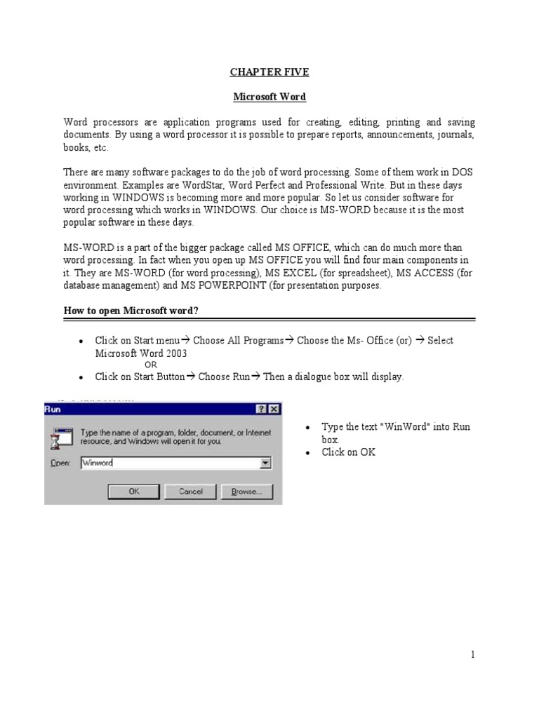 Chapter Five Microsoft Word | PDF | Word Processor | Microsoft Word