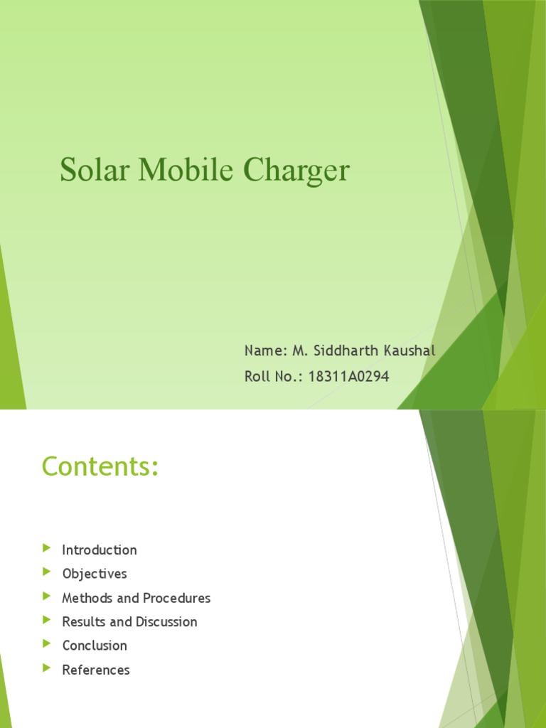 3-1 PPT Solar-Mobile-Charger | PDF | Battery Charger | Solar Panel