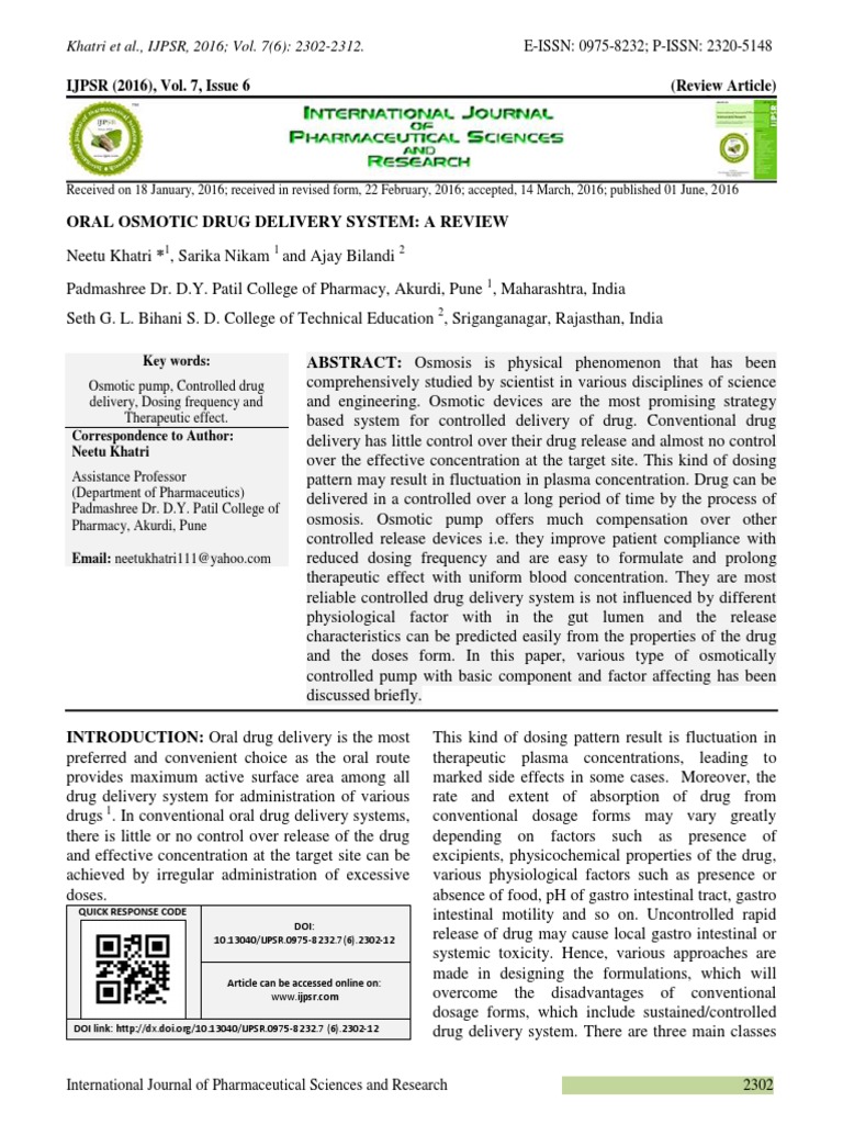 Osmotic Pump DDS | PDF | Osmosis | Tablet (Pharmacy)