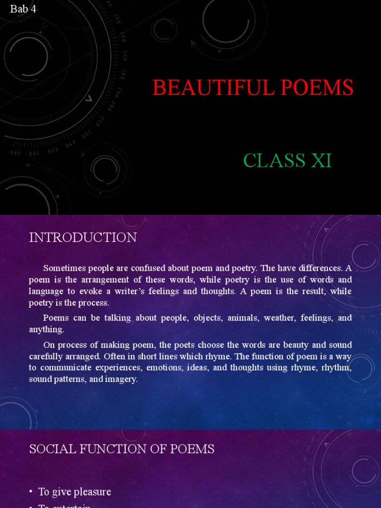 Beautiful Poems: Class Xi | PDF | Poetry | Metre (Poetry)