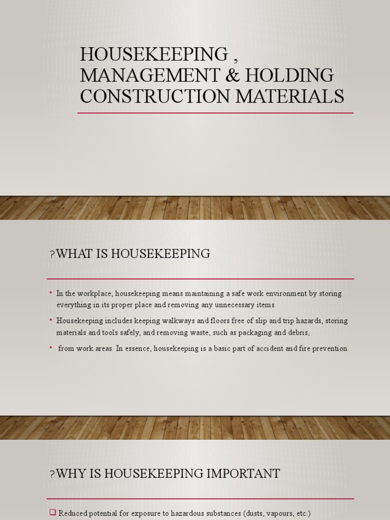 Effective Housekeeping for Construction Sites | PDF | Housekeeping ...