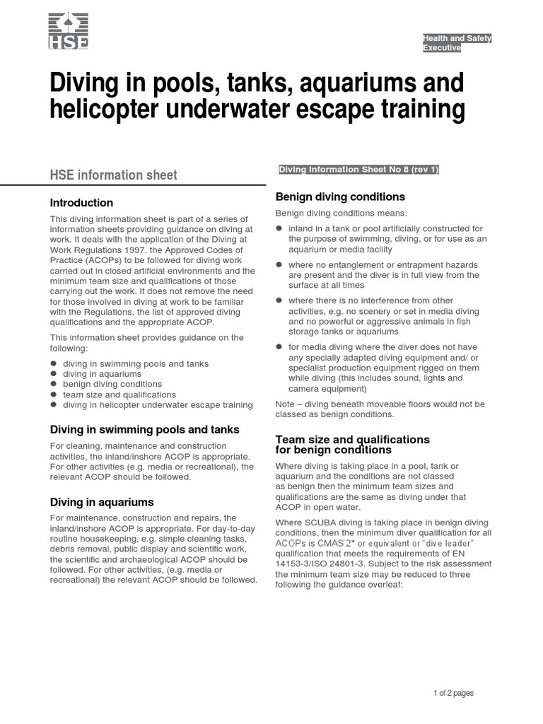 Hse-Dvis-8 (2020 R1) | PDF | Scuba Diving | Underwater Diving