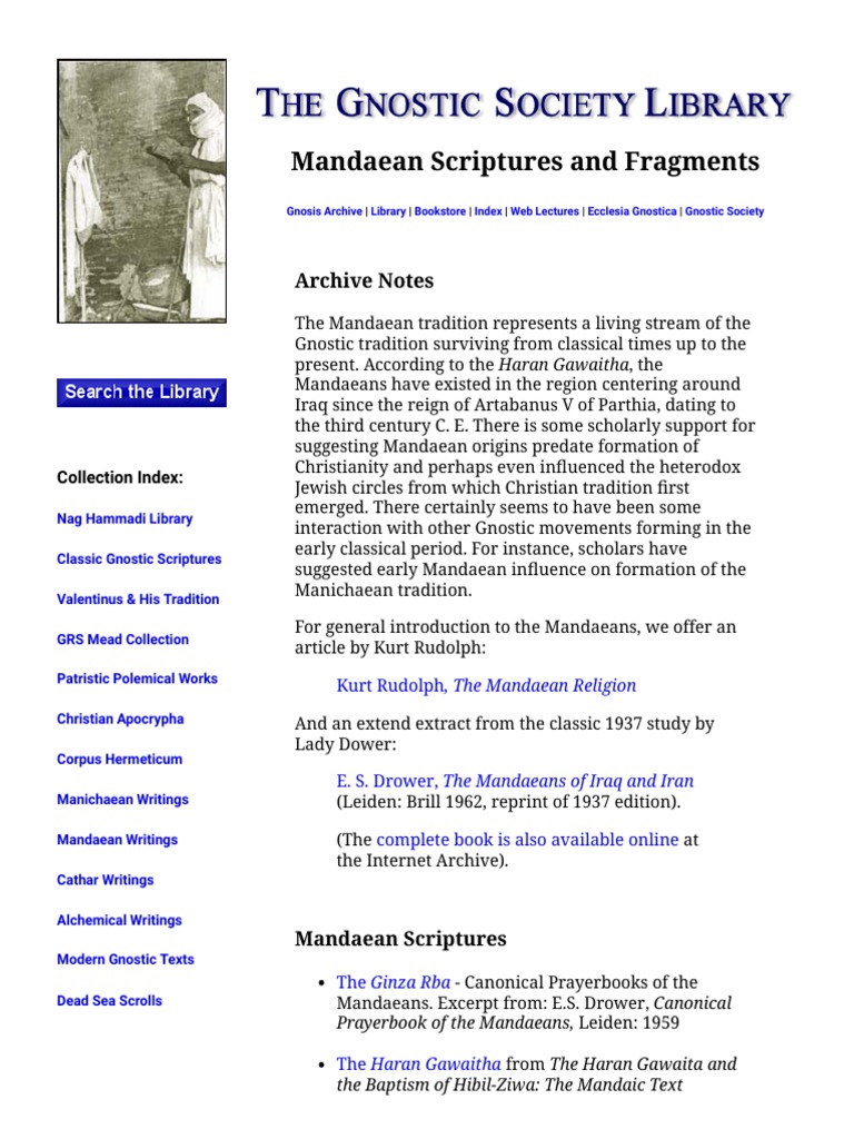 Mandaean Scriptures - The Gnostic Society Library | PDF | Gnosticism ...