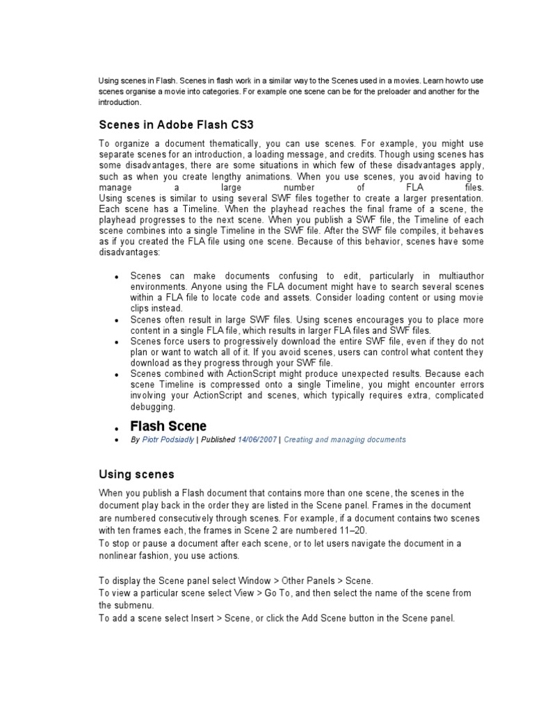 Using Scenes in Flash | PDF | Adobe Flash | Computer Science