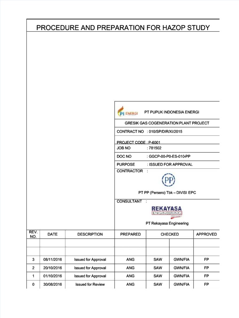 Procedure and Preparation For Hazop Study Procedure and Preparation For ...