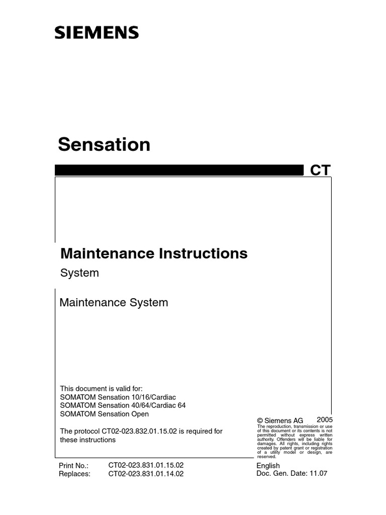 Maintenance Instructions | PDF | Ct Scan | X Ray