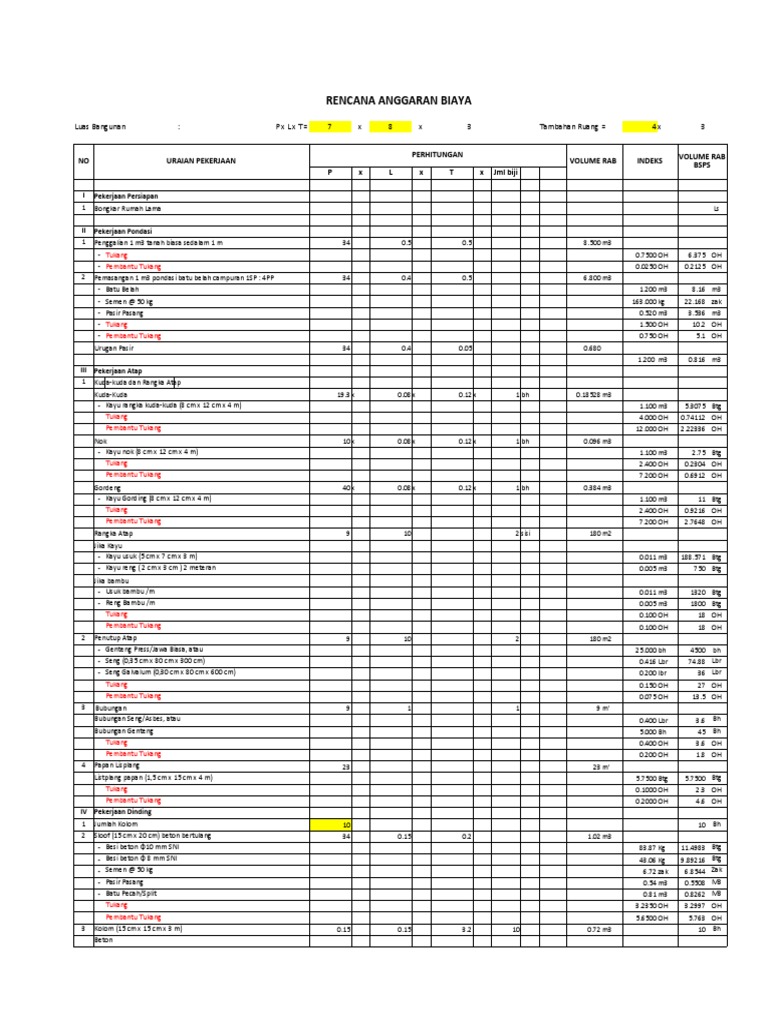 Contoh RAB Bangunan dan Renovasi | PDF