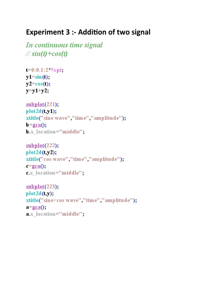 Scilab Practical File 3 Signal Processing (DSP) 4TH Sem, BSC (H) Electronics | PDF