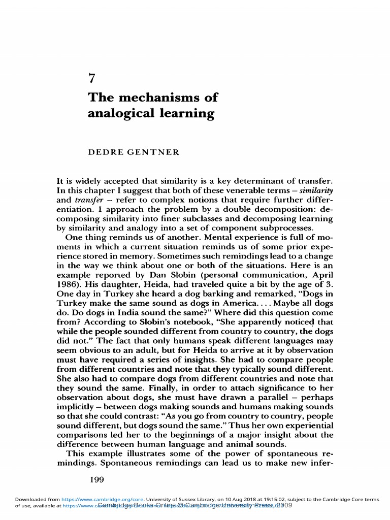 Gentner, Dedre - 'The Mechanisms of Analogical Learning' | PDF ...