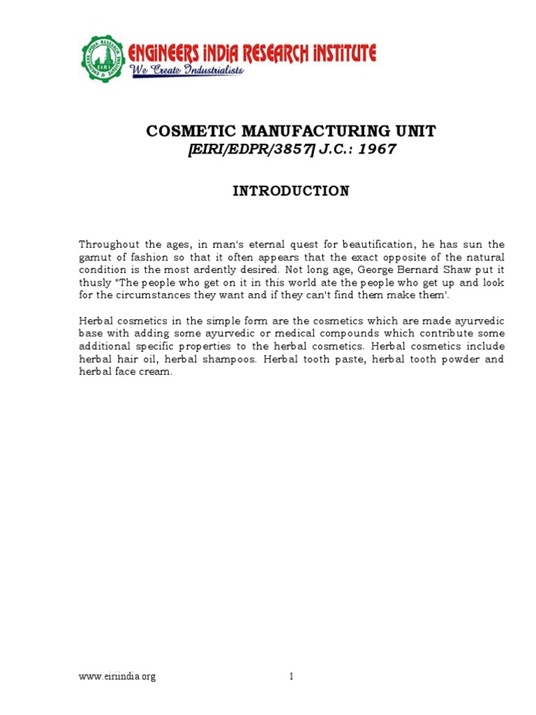 Cosmetic Manufacturing Project Overview | PDF | Cosmetics | Shampoo