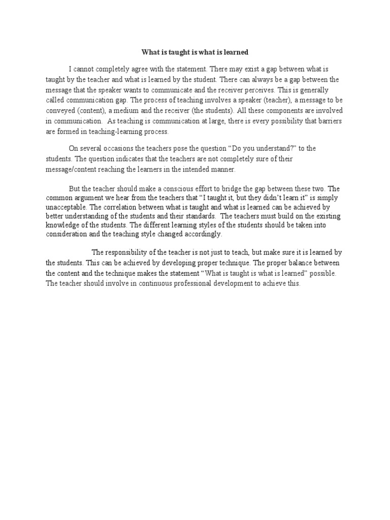 What Is Taught Is What Is Learned | PDF | Career & Growth | Science ...