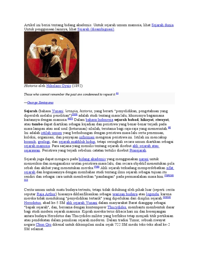 Arti Sejarah Menurut Bahasa Yunani Dan Arab | PDF