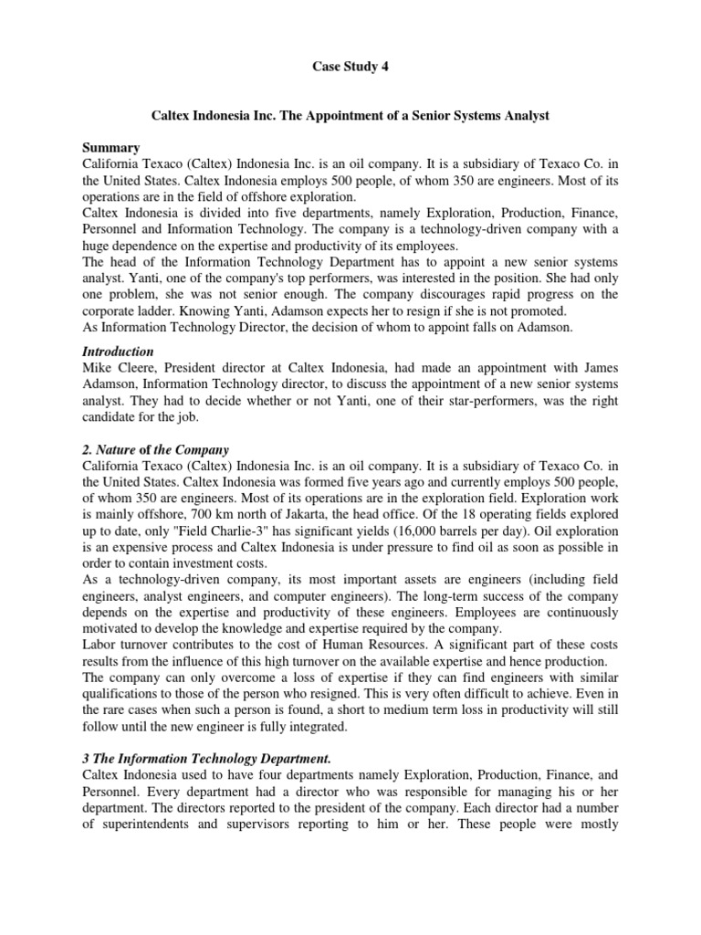 Lecture 17 Case Study 1 - Caltex | PDF | Turnover (Employment) | Engineer