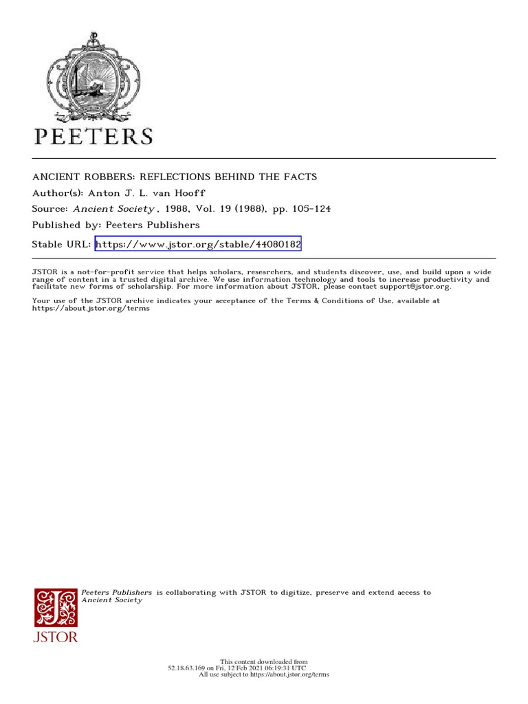 Ancient Robbers. Reflections Behind The Facts | PDF | Roman Empire