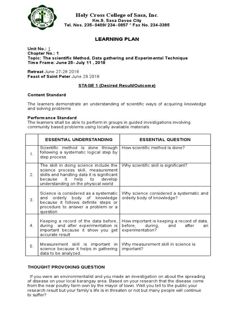 Grade 7 Learning Plan | PDF | Scientific Method | Science