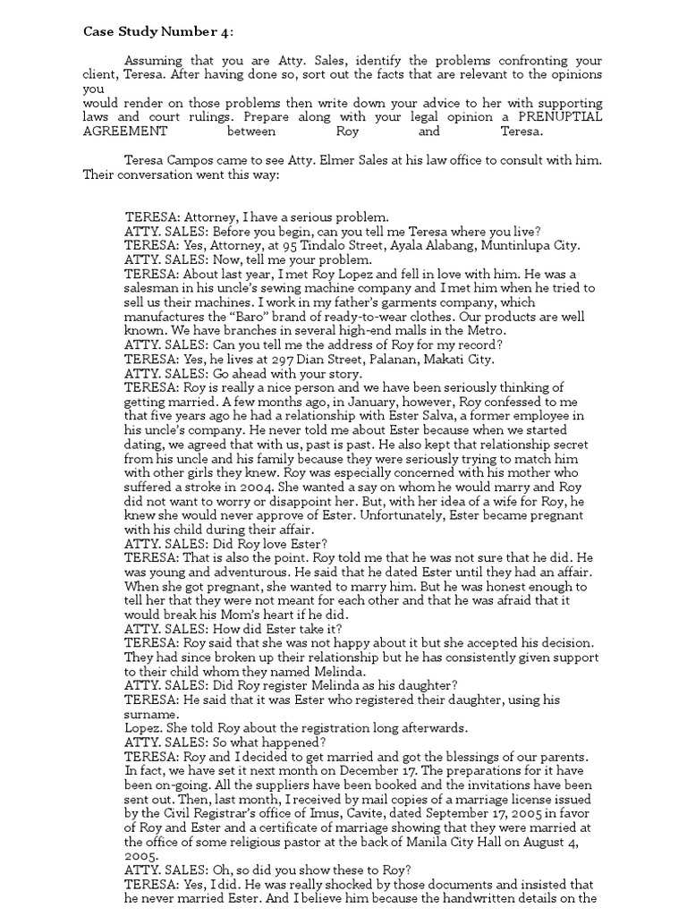 Case Study Number 4 | PDF | Signature | Marriage License