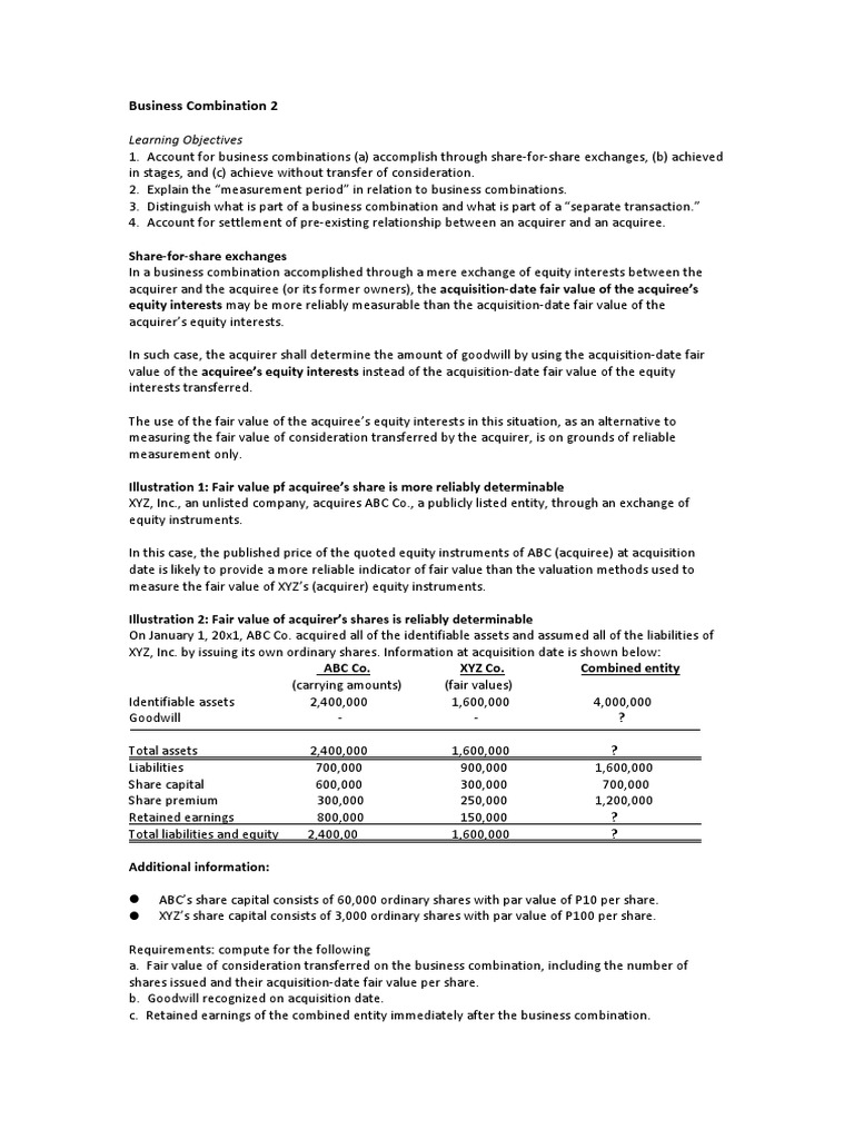 Business Combination Part 2 | PDF | Finance & Money Management | Law