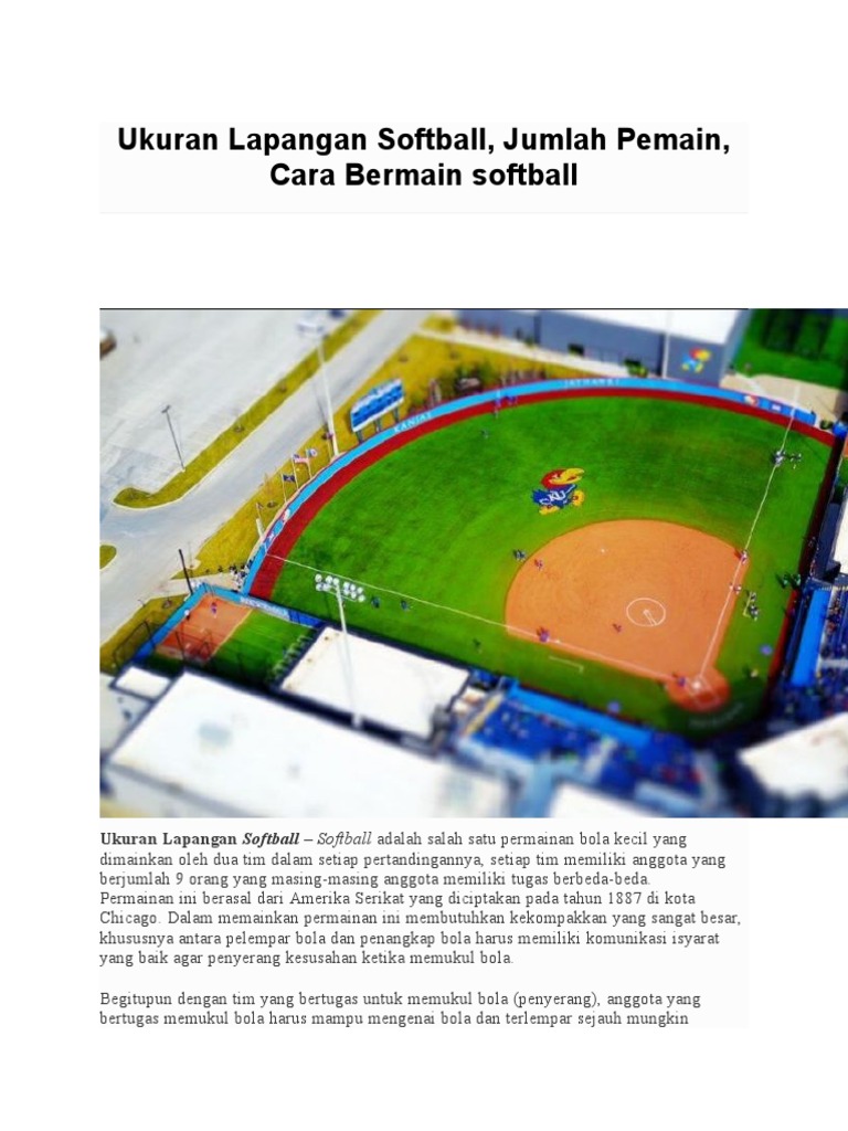 Ukuran Lapangan Softball, Jumlah Pemain Softball, Cara Bermain Softball ...