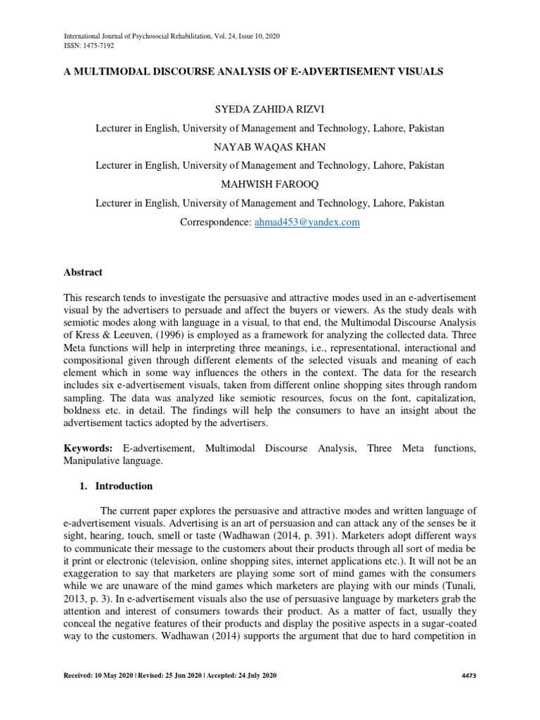 Multimodal Analysis of E-Advertisements | PDF | Persuasion | Advertising