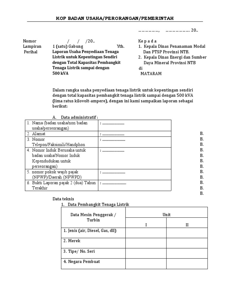 Form Laporan Genset | PDF