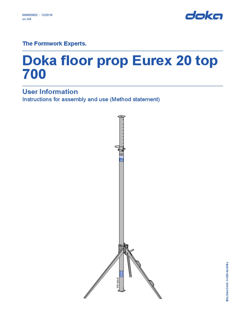 Doka Floor Prop Eurex 20 Top 700: User Information | PDF | Safety ...