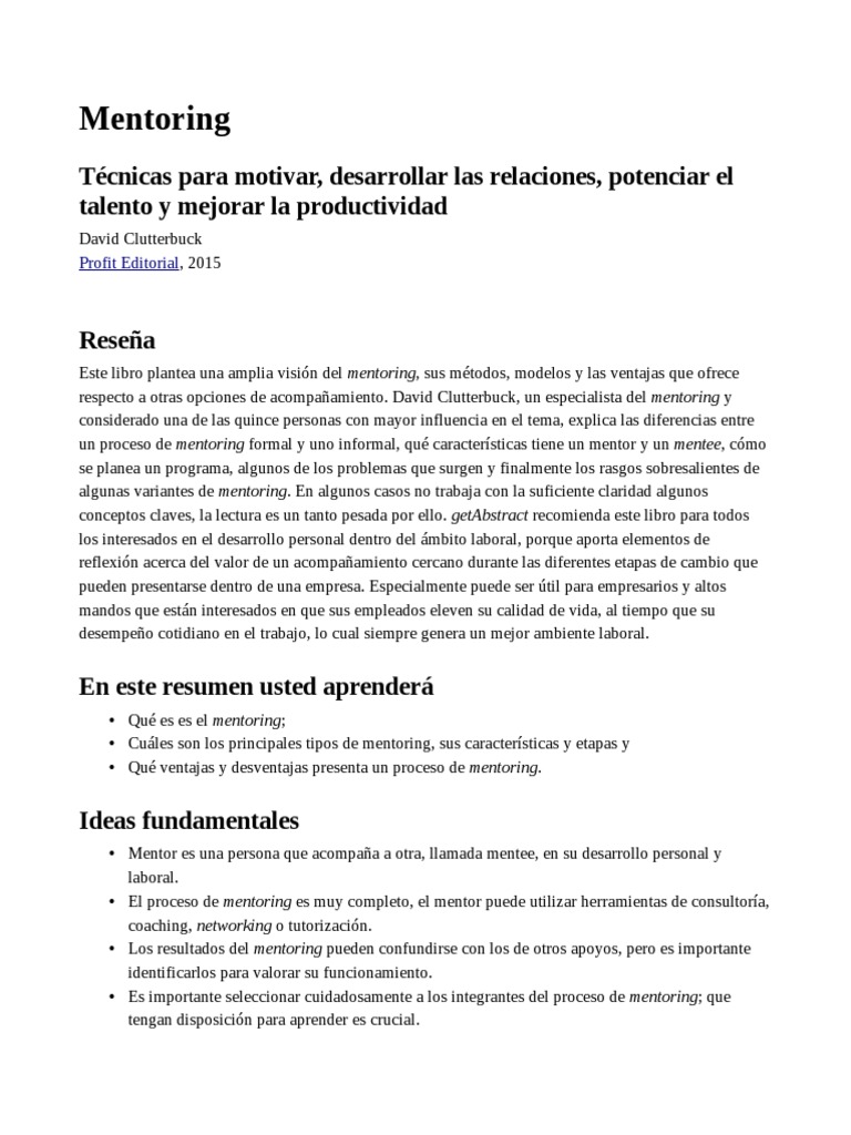 Mentoring | PDF | Desarrollo personal | Aprendizaje