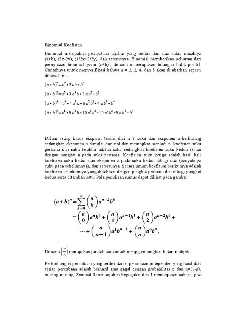 Binomial Koefisien Teori | PDF