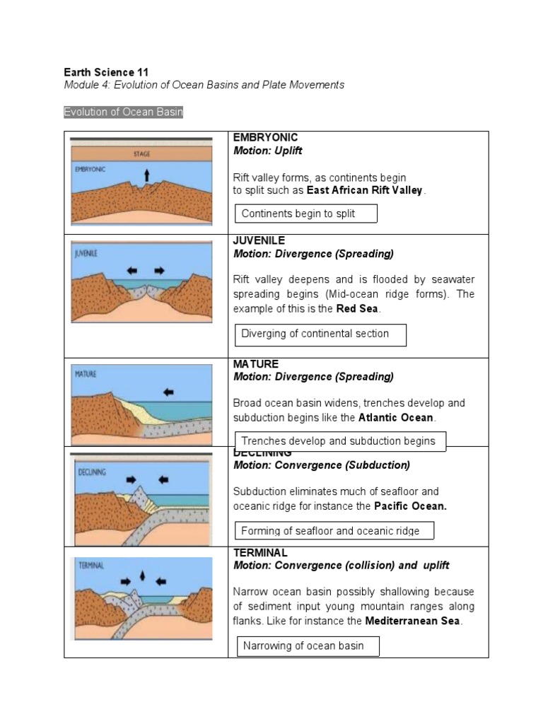 Module 4: Evolution of Ocean Basins and Plate Movements | PDF