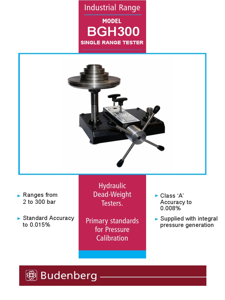 BGH300 Hydraulic Deadweight Tester | PDF | Calibration | Mechanical ...