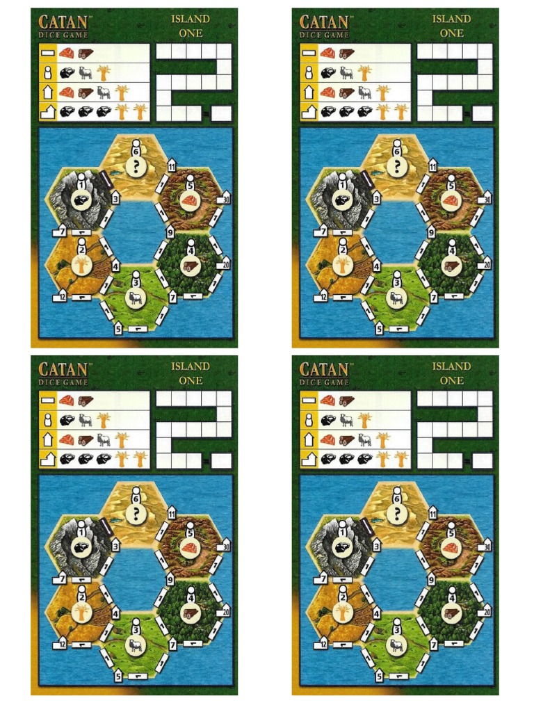 Catan Dice Game Island One 4-Score Sheets | PDF
