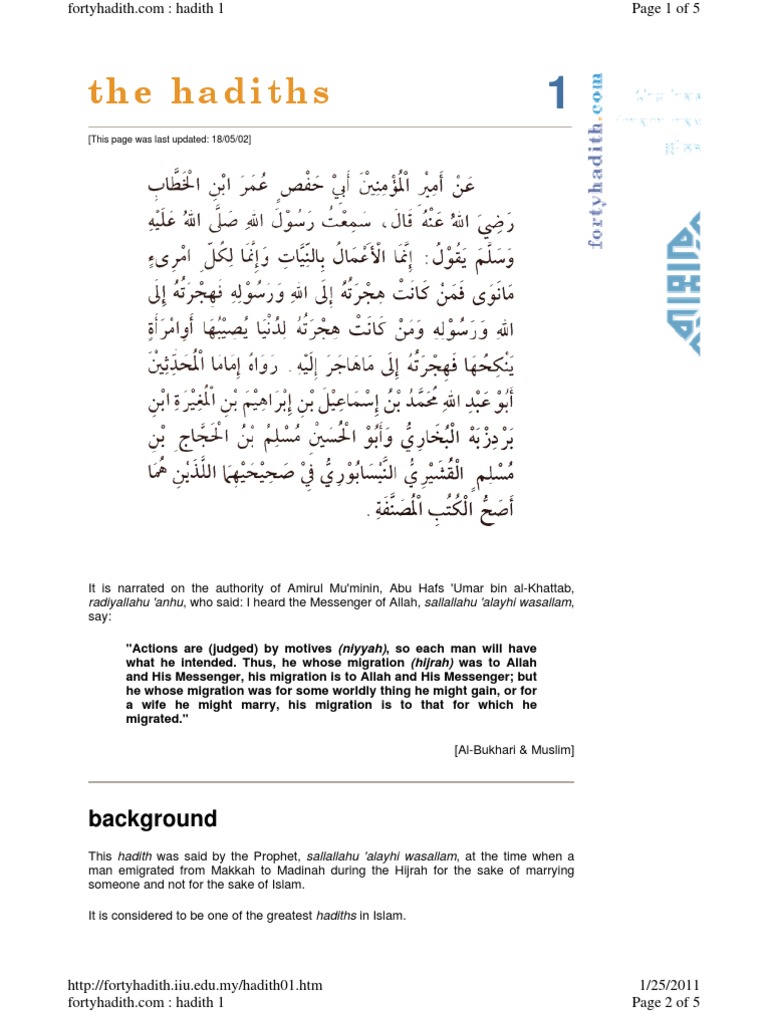 Hadith 01 | PDF | Hadith | God In Islam