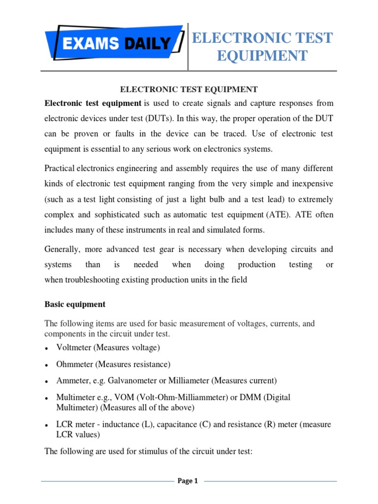 Electronic Test Equipment Overview | PDF | Tools | Radio Technology