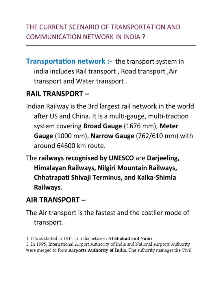 Transportation and Communication Network | PDF | Mail | Transport