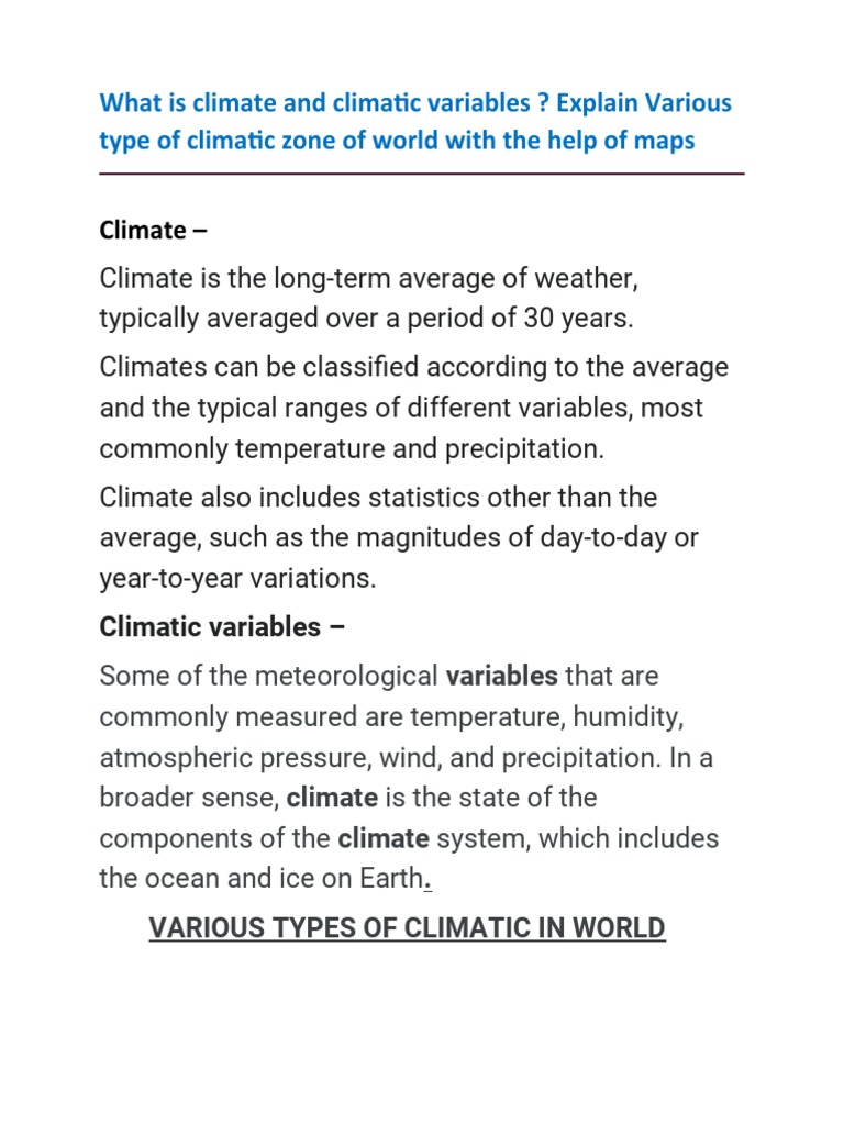 Climate - : What Is Climate and Climatic Variables ? Explain Various ...