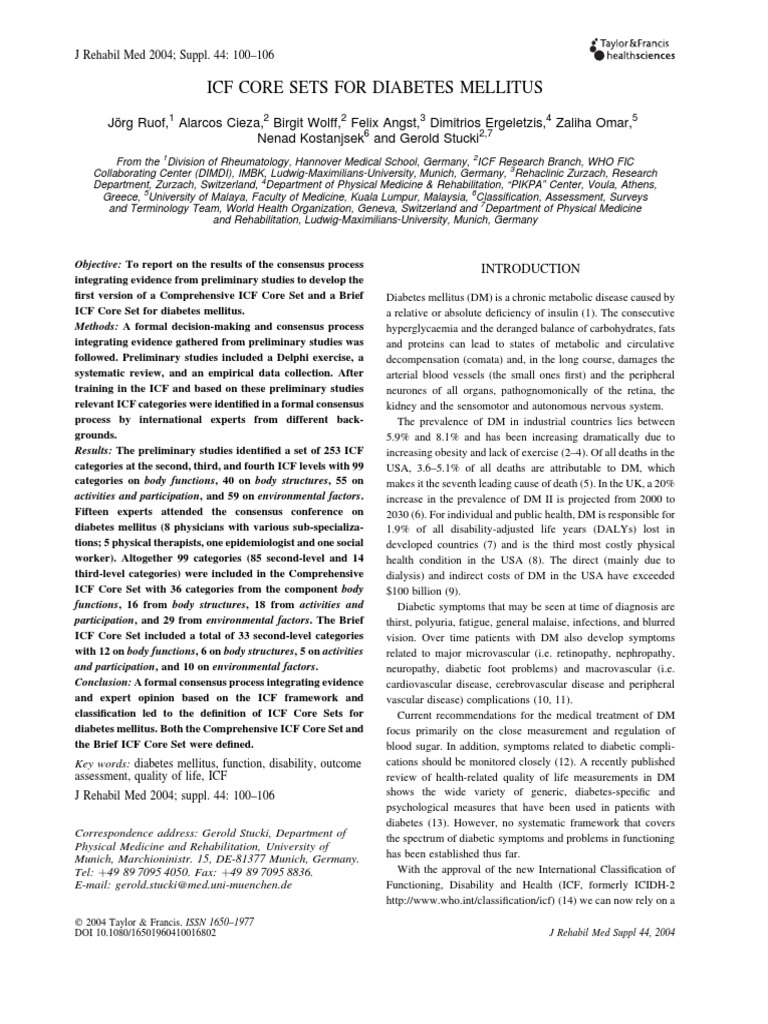 Icf (Diabetes) | PDF | Peripheral Neuropathy | Diabetes