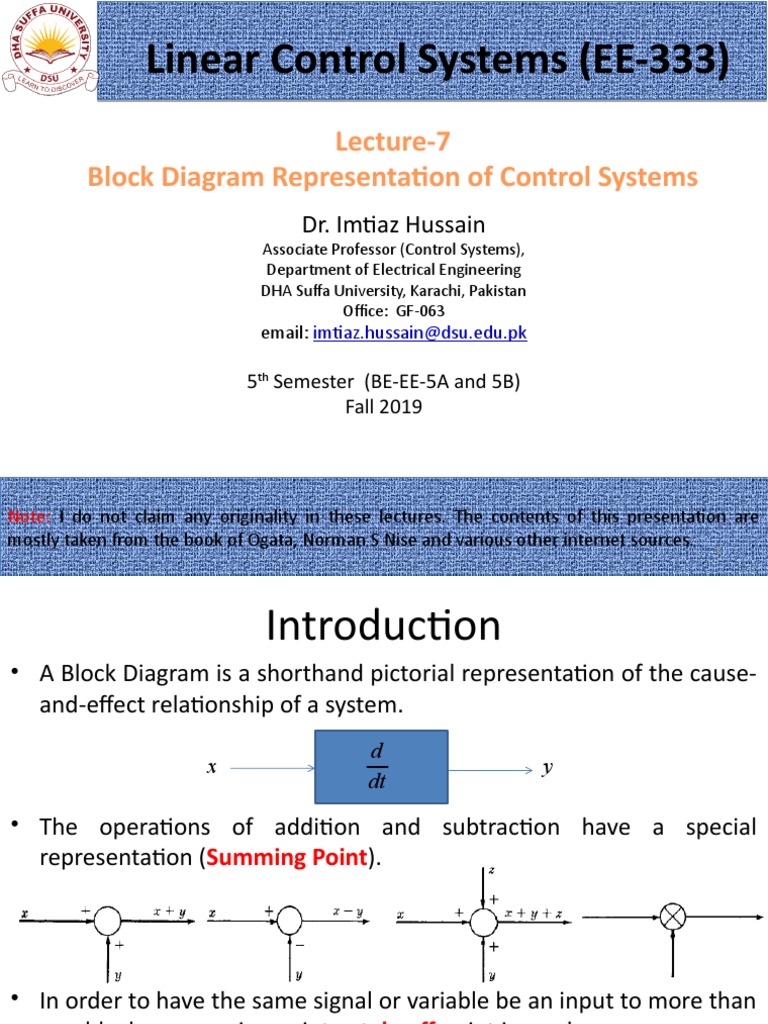 Lecture-7 Block Diagram Representation of Control Systems | PDF ...