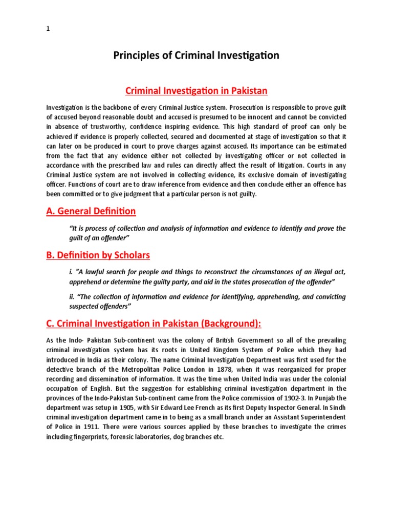 Principles of Criminal Investigation | PDF