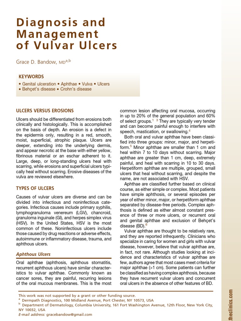 Diagnosis and management of vulvar ulcers | Topical Medication | Hiv/Aids