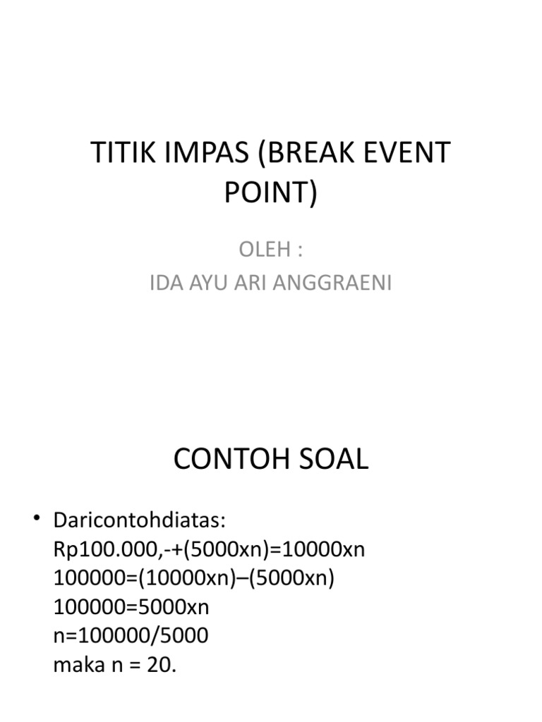 Break Event Point Dan Contoh Soal | PDF