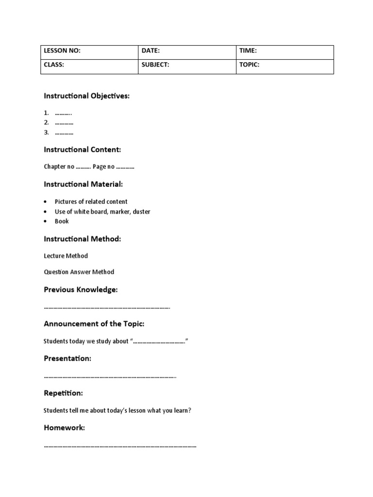 Fps (Lesson Plan Sample) | PDF