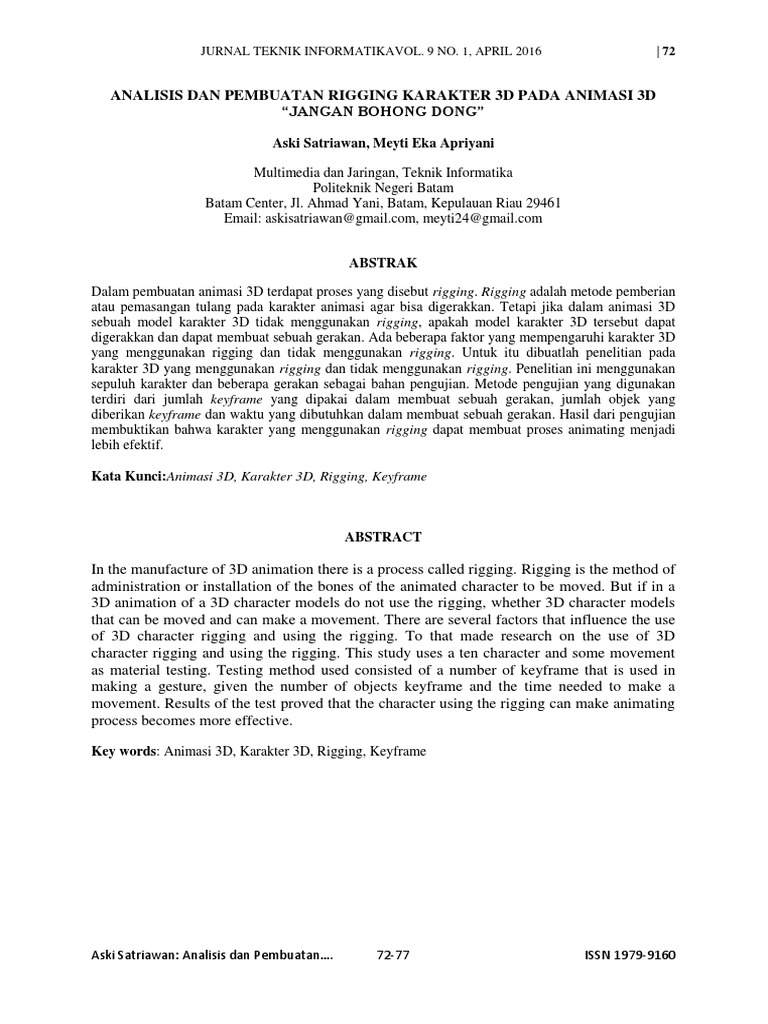 ID Analisis Dan Pembuatan Rigging Karakter | PDF