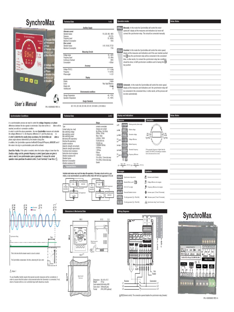 Synchromax: User S Manual | PDF | Relay | Alternating Current