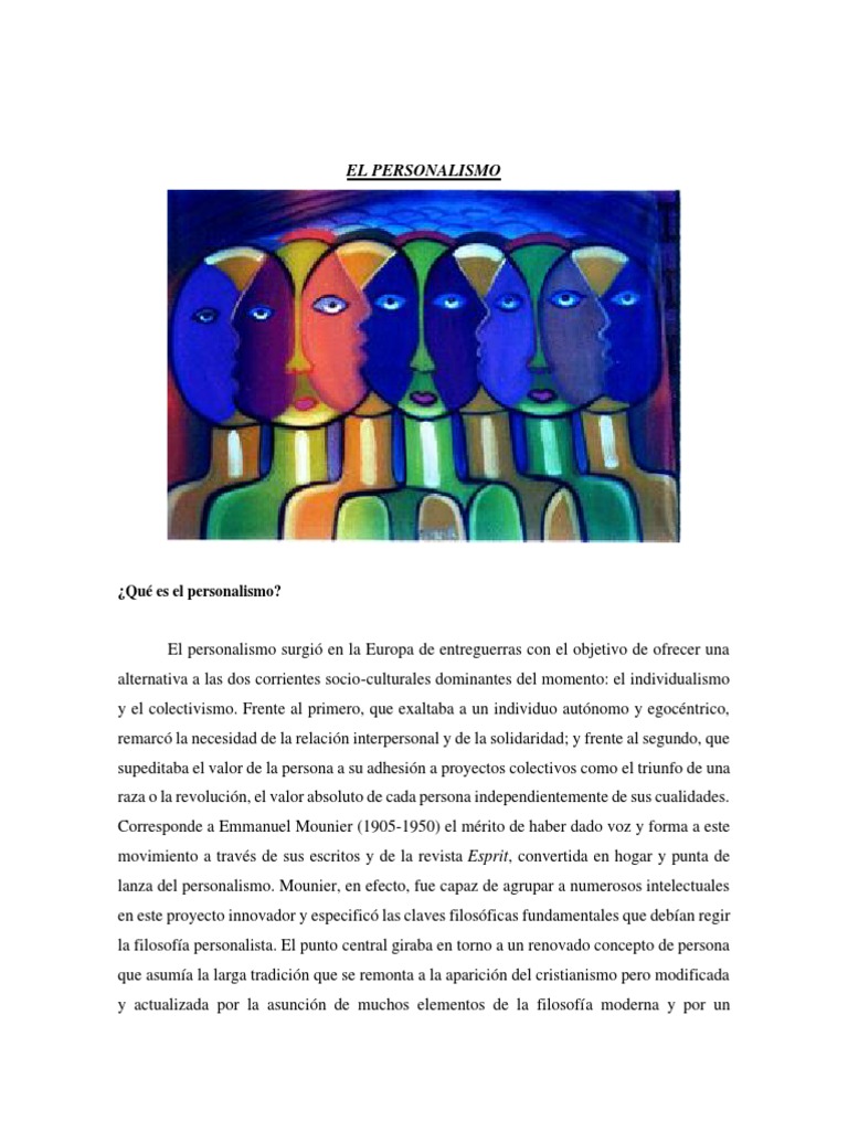 PERSONALISMO | PDF | Teorías filosóficas | La naturaleza humana