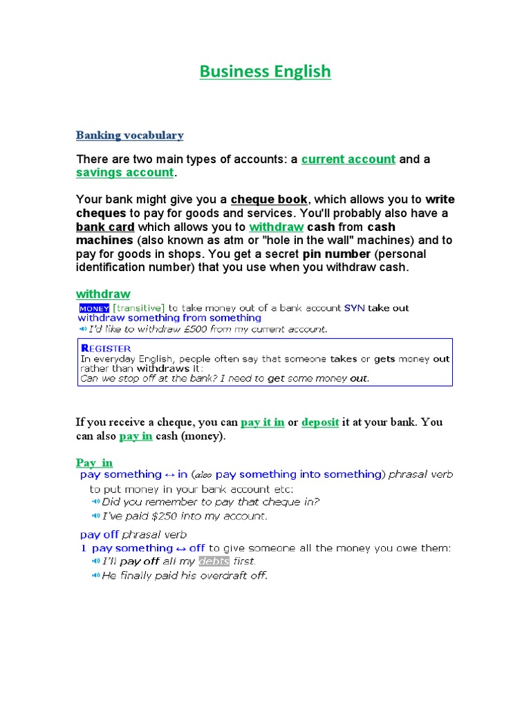 Business English: Banking Vocabulary | PDF