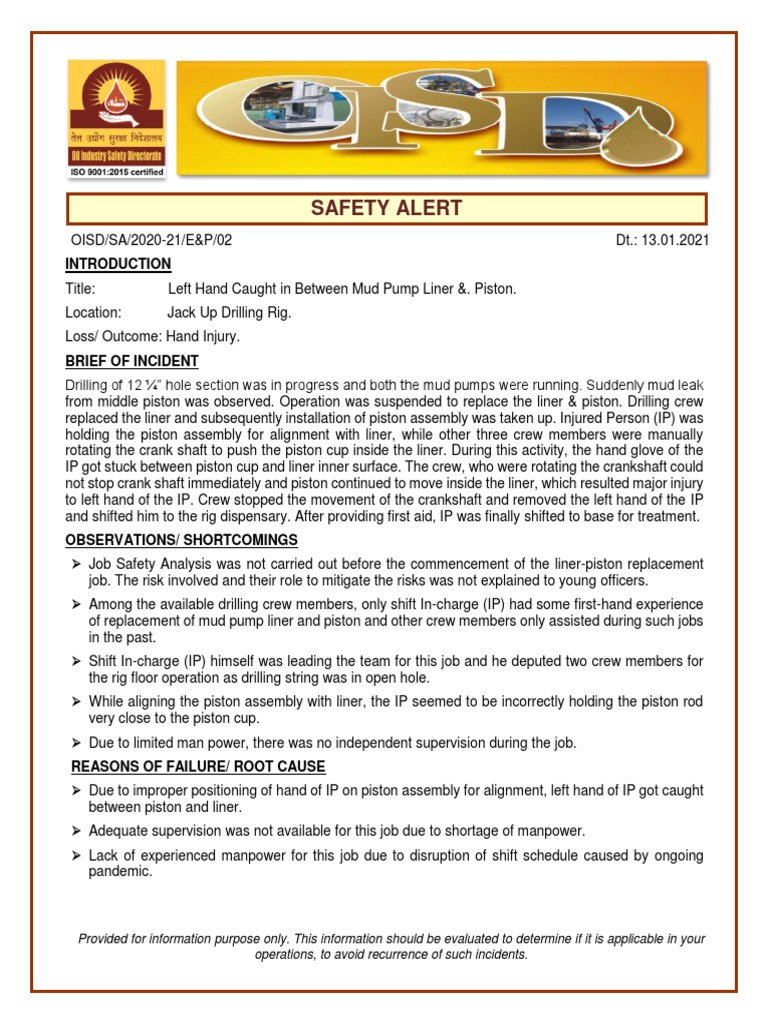 Safety Alert: Hand Injury on Rig | PDF | Drilling Rig | Safety